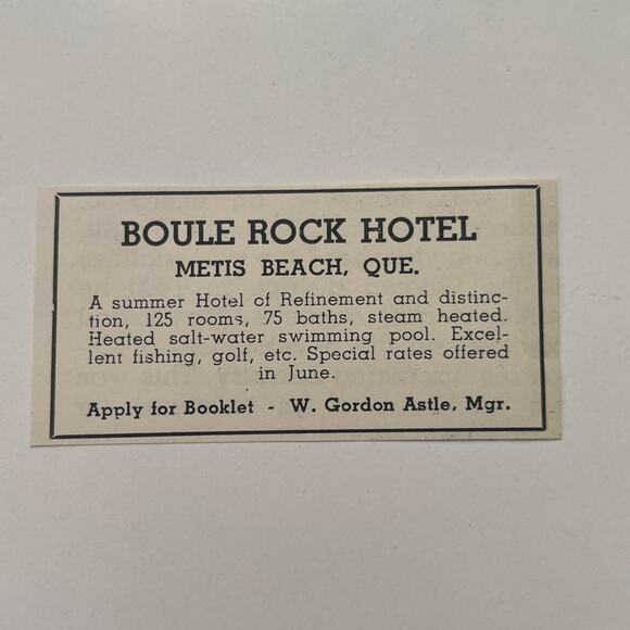 None and/or Unknown | Other | Boule Rock Hotel W Gordon Astle Metis ...
